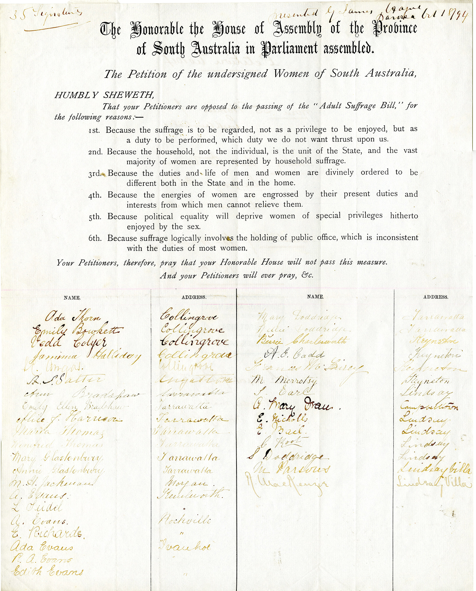 Suffrage 125: The Petition | Centre of Democracy